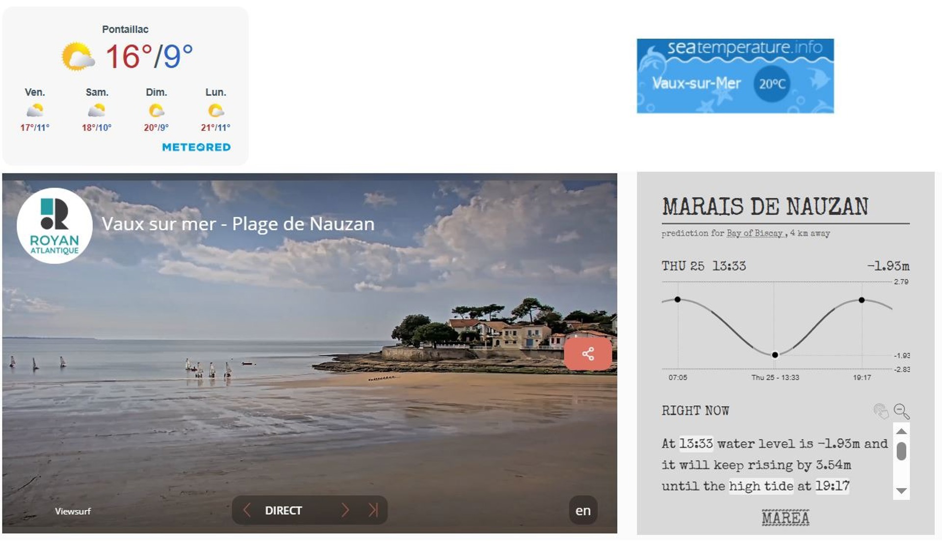 Webcams Royan – Plages en direct, météo, marées et température de l’eau