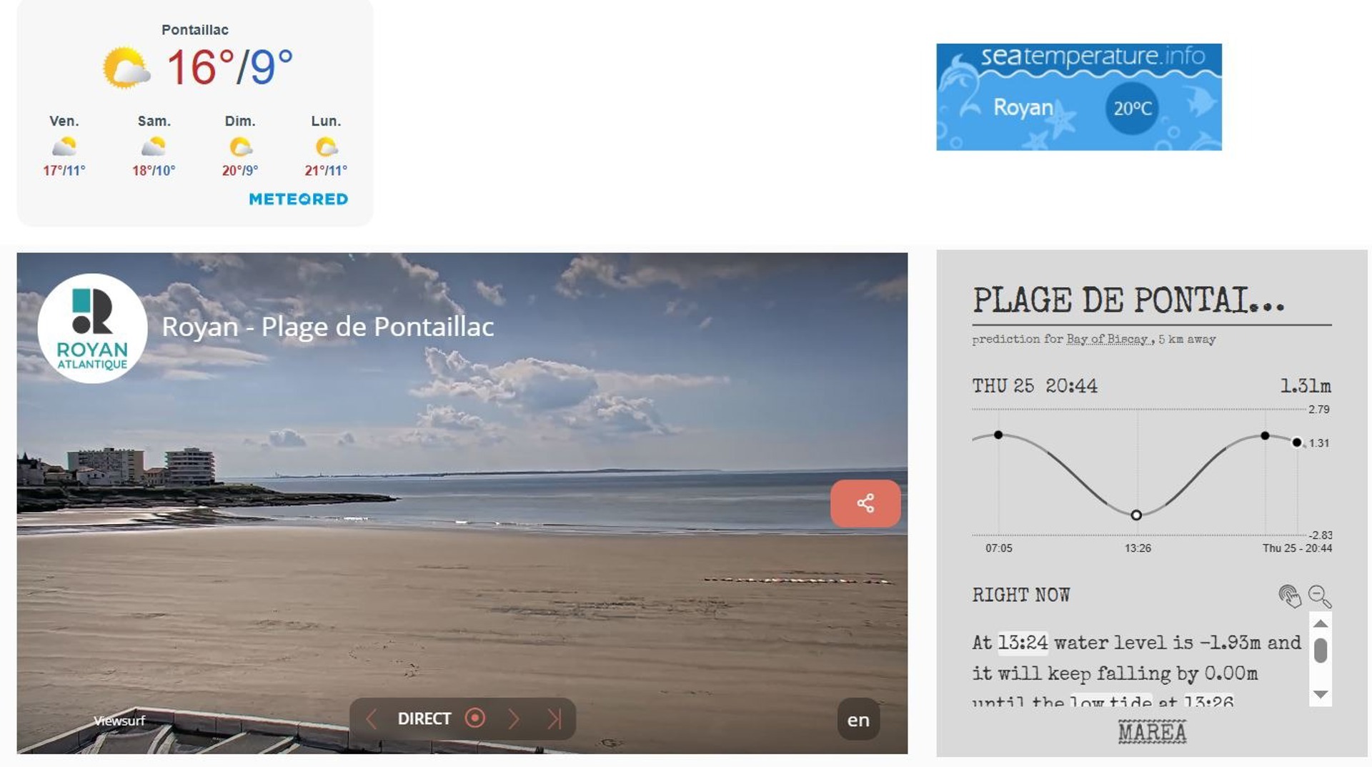 Webcams Royan – Plages en direct, météo, marées et température de l’eau